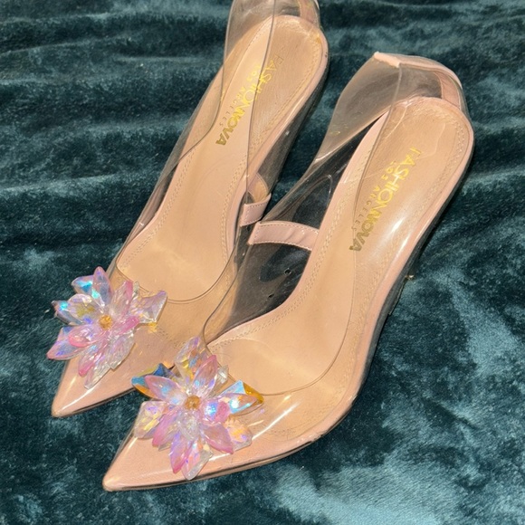 Shoes | Clear Iridescent Flower Heels | Poshmark